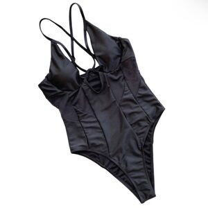Swim | Formation Plunge Mesh Inserts Swim Tank Black Multi Womens Sizes ...